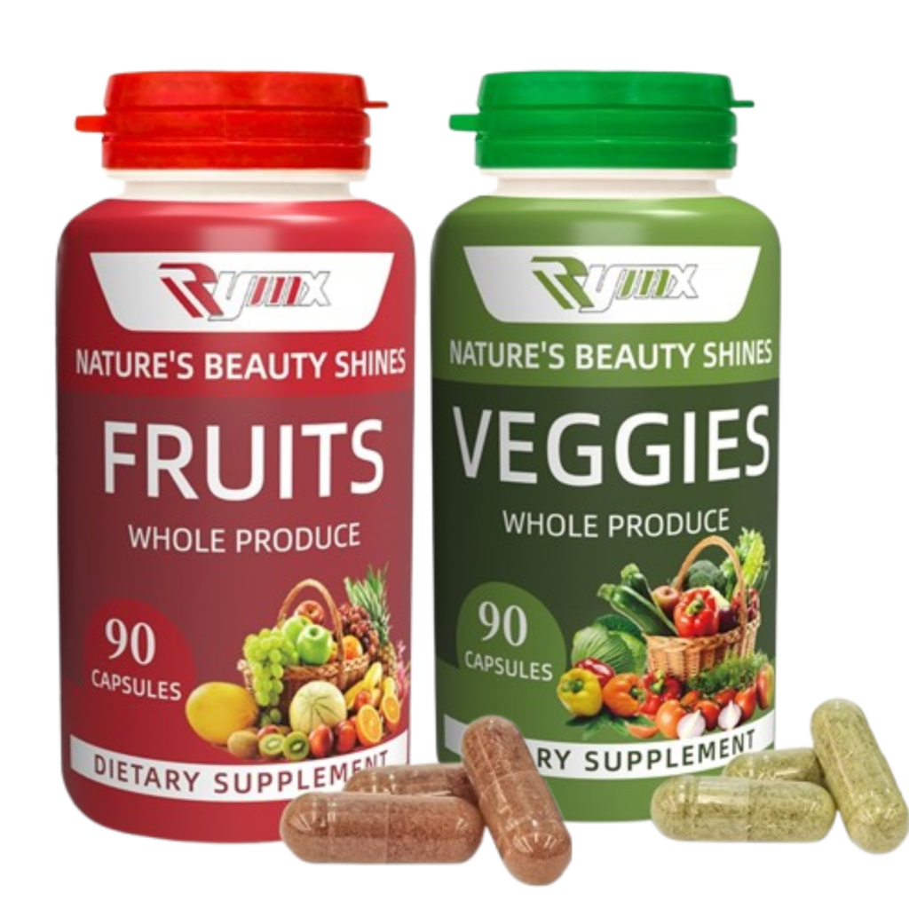 RYMX Fruit & Veggie Energy Boost Supplement – 2 Pack | 90 Fruit & 90 Veggie Capsules | Whole ...